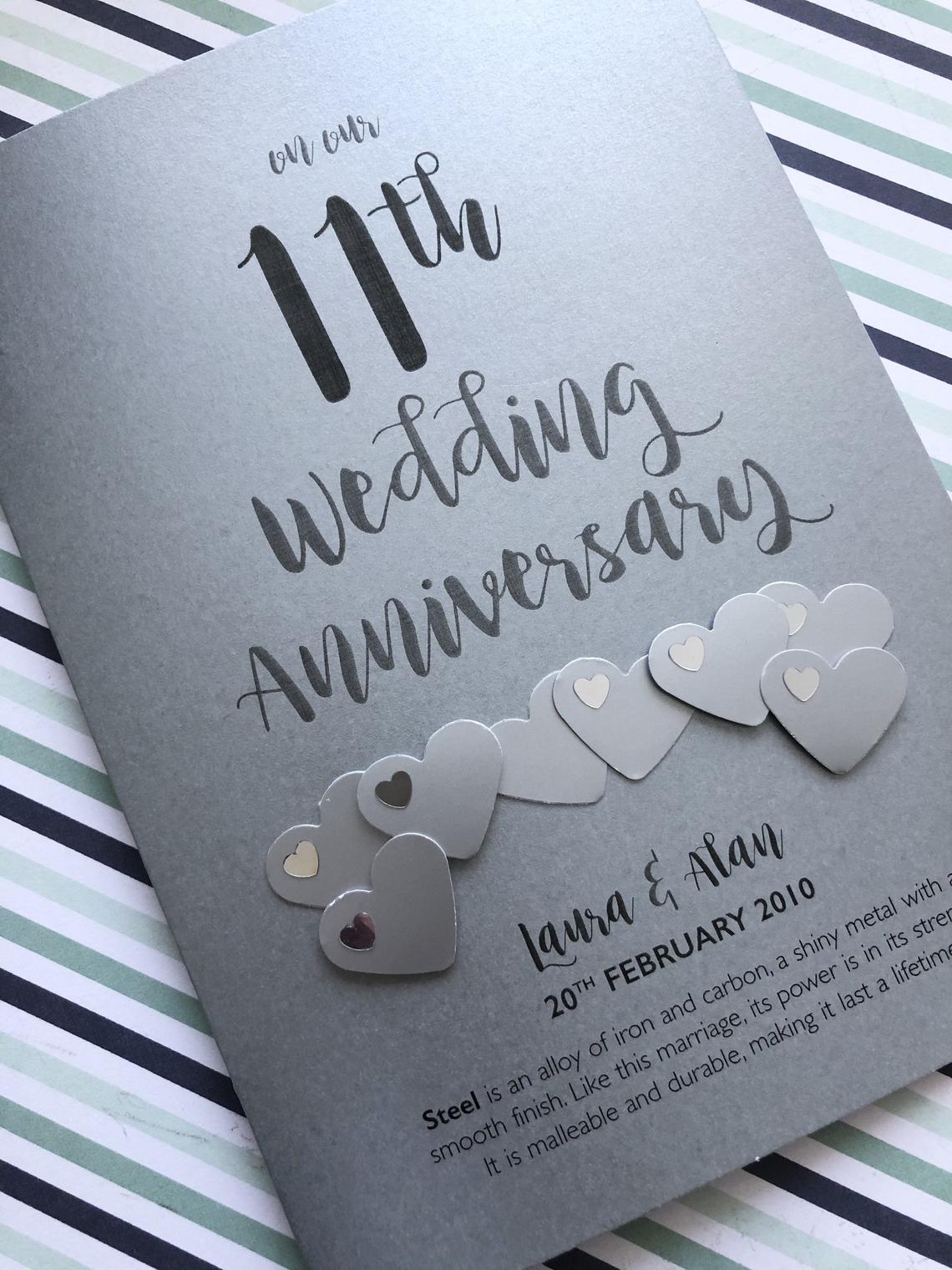 Steel 11th Anniversary Card Sarah Louise Designs